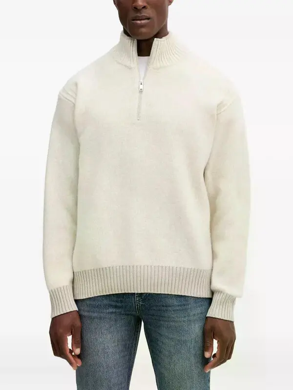 BOSS Zip-up High-neck Sweater