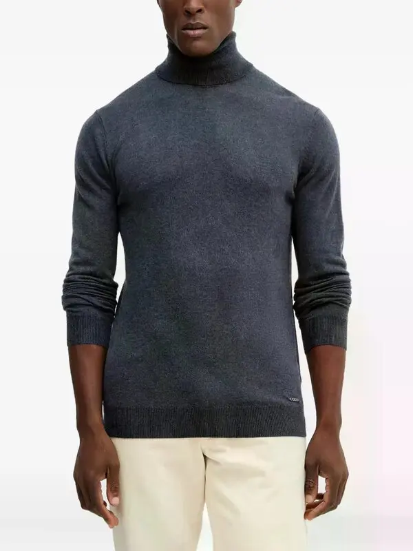 Guess Roll-neck Logo Sweater - Grey