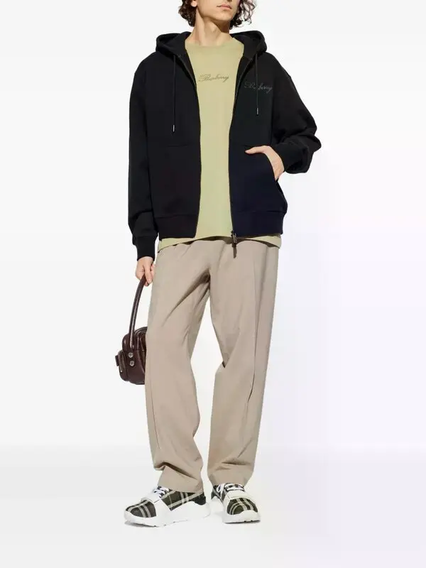 Burberry Logo Zip-up Hoodie - Black