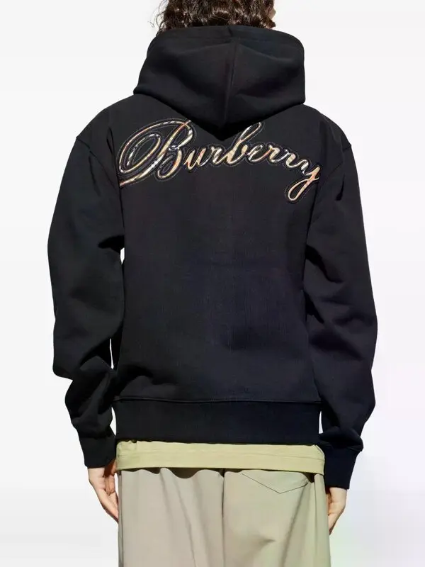 Burberry Logo Zip-up Hoodie - Black