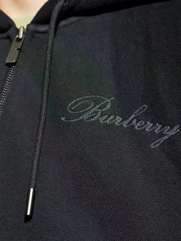 Burberry Logo Zip-up Hoodie - Black