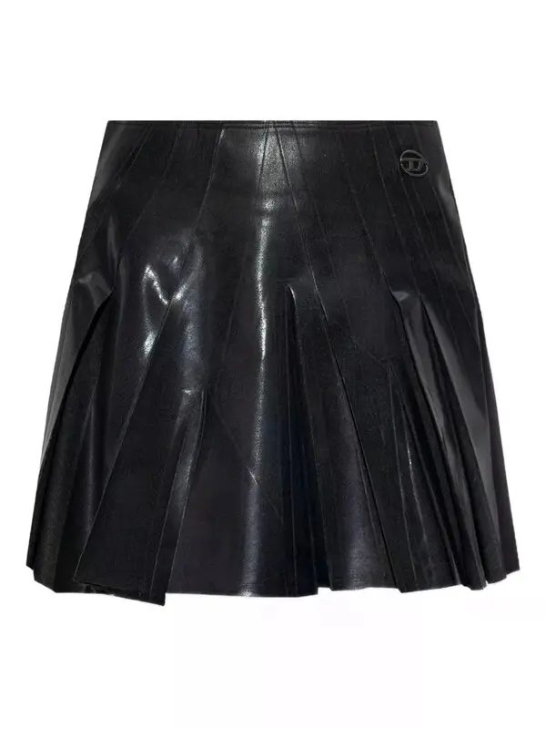 DIESEL® Pleated Skirt With Logo Plaque