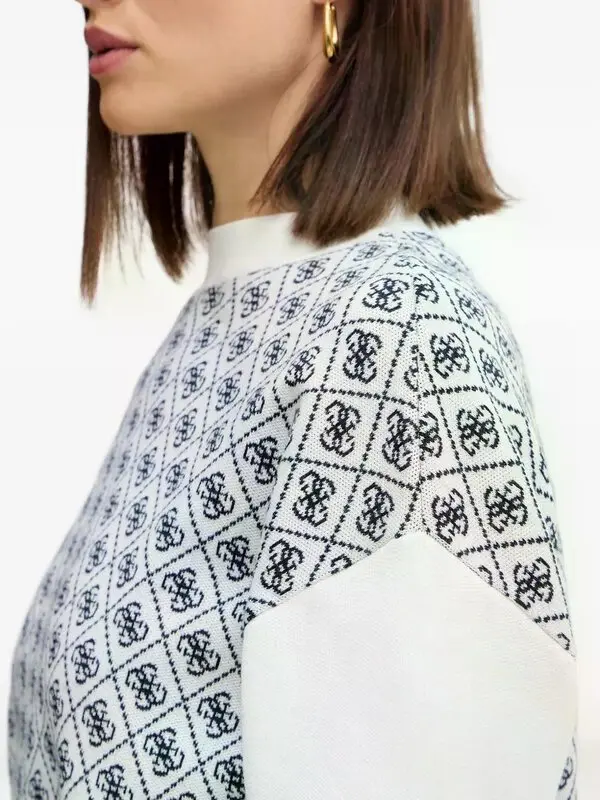 Guess Patterned Long-sleeve Sweater - White