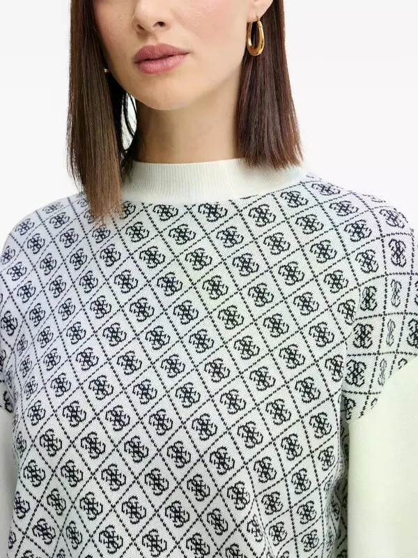 Guess Patterned Long-sleeve Sweater - White