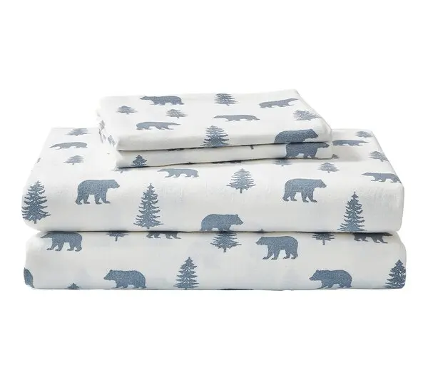 Eddie Bauer Bears And Trees Blue Cotton Queen S Heet Set