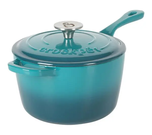 CROCK-POT Artisan 3qt Enameled Saucepan With Li D Teal Silver - One-color