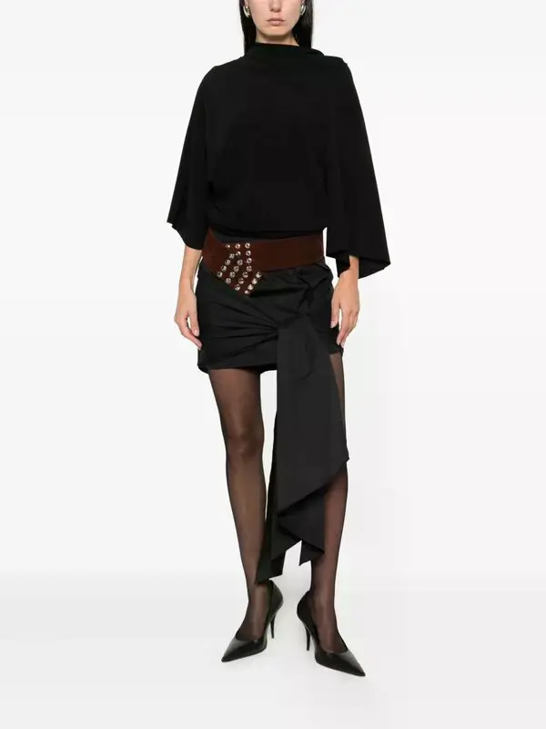 Attico Knot Button Mini Skirt