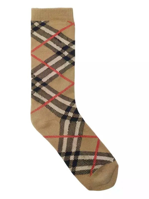 Burberry Check Cotton Blend Socks - Neutrals