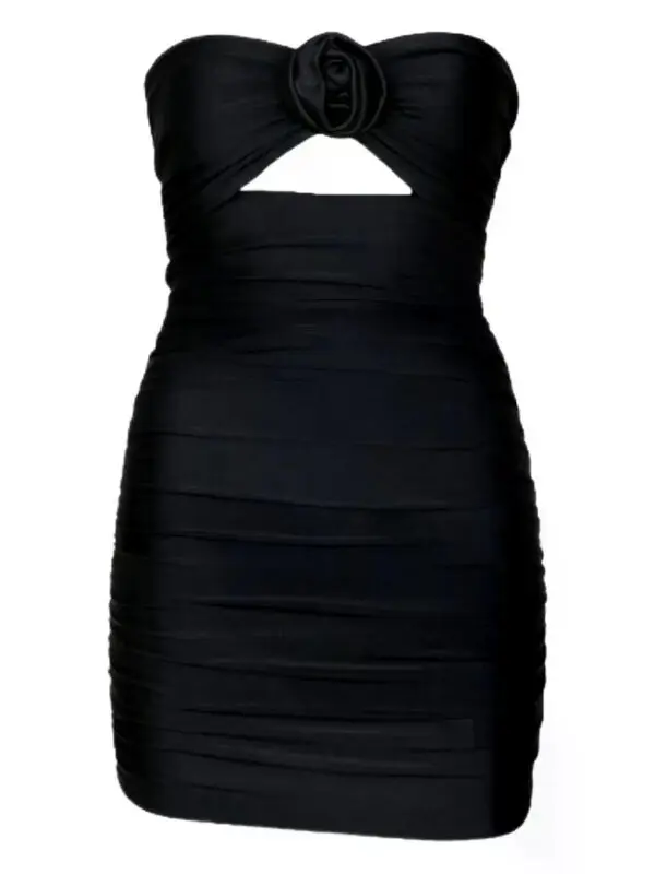 ROOM76 Floral-appliqué Strapless Mini Dress