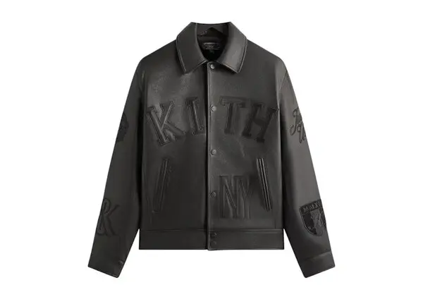 Kith Pebbled Leather Varsity Coaches Jacket