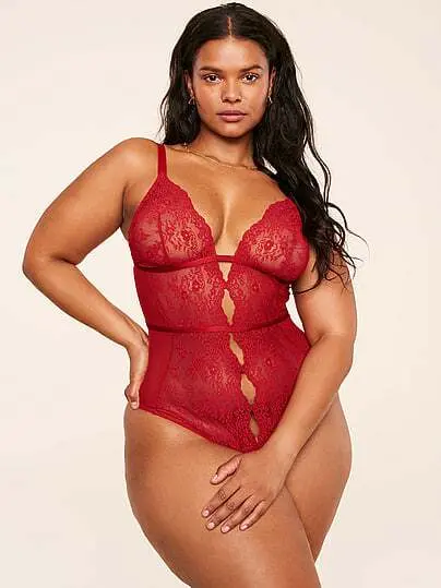 Victoria's Secret Adore Me Rosie Crotchless Bodysuit - Red