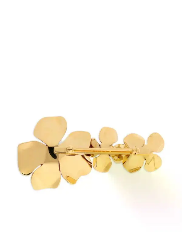 Marni Triple Enamel Flower Brooch With Rhinestones