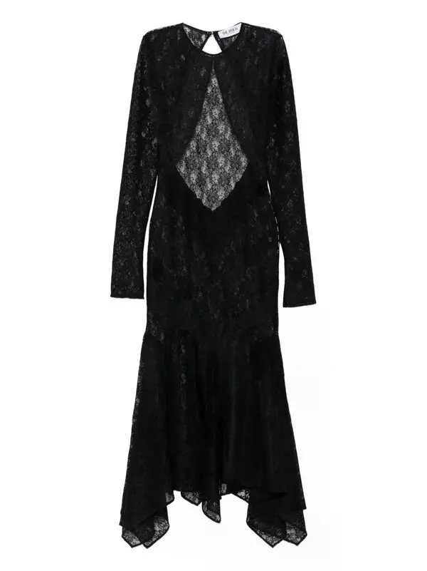 Attico Lace Asymmetric-hem Midi Dress - Black