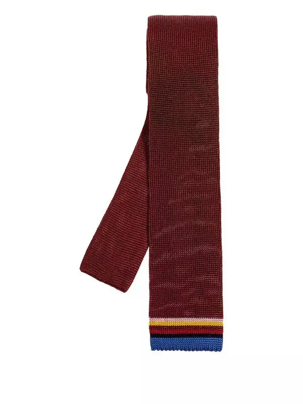 Paul Smith Striped Silk Necktie - Red