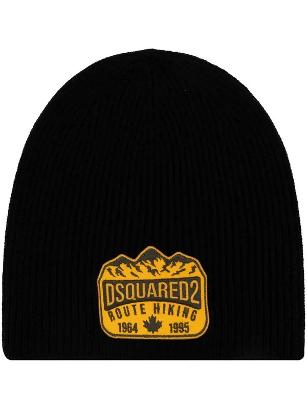 Dsquared2 Logo Appliqué Beanie - Black