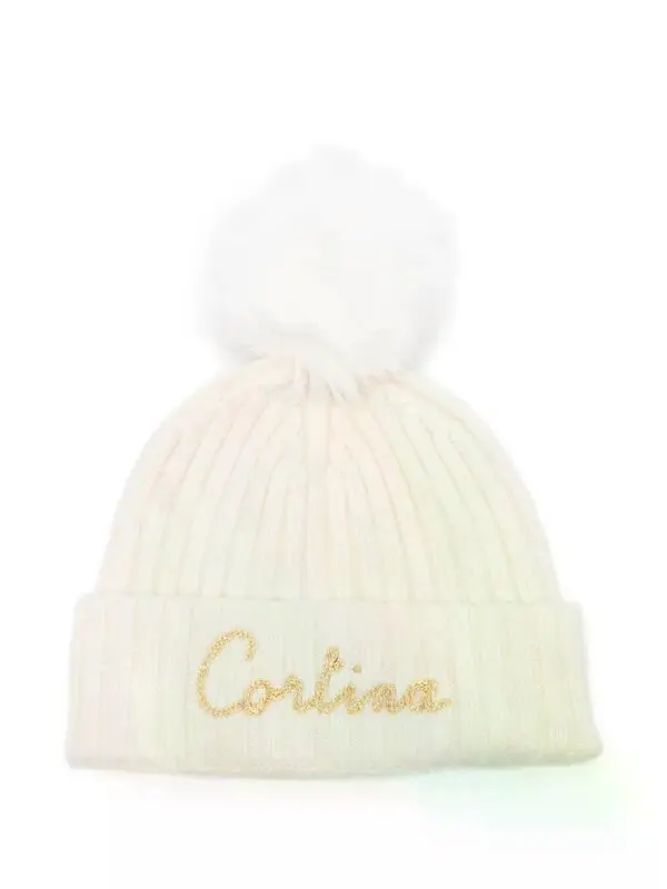 MC2 SAINT BARTH Embroidered Pompom Beanie - Neutrals