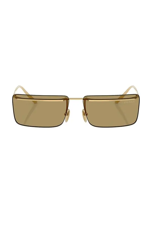 Prada Metallic Rectangular Sunglasses - Gold