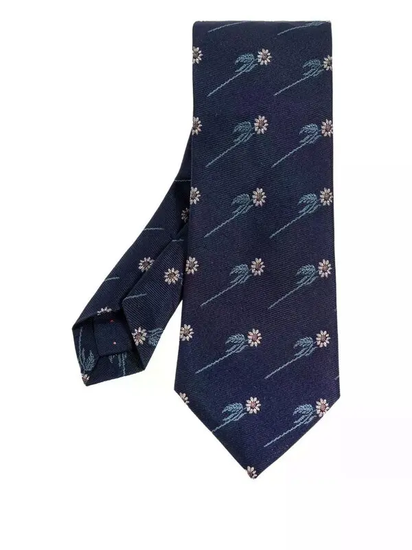 Paul Smith Floral-embroidered Neck Tie - Blue