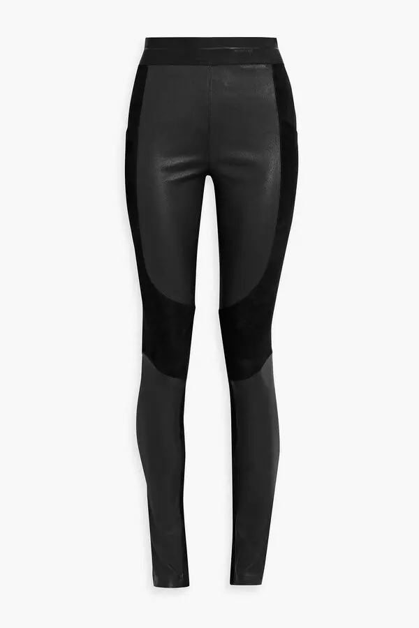 Helmut Lang Cl Racer Leather And Suede Leggings