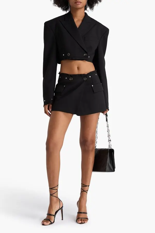 DION LEE Cropped Wool-blend Twill Blazer