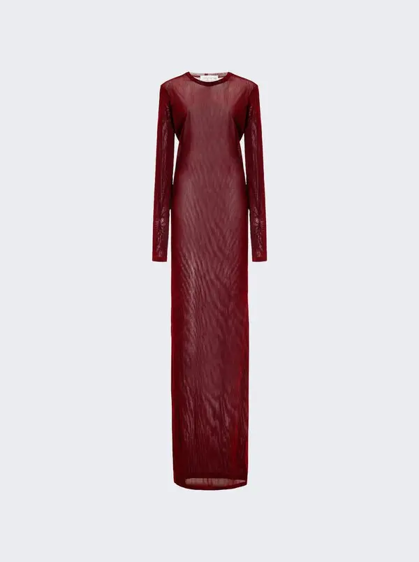 LUDOVIC DE SAINT SERNIN Long Sheer Mesh Dress - Red