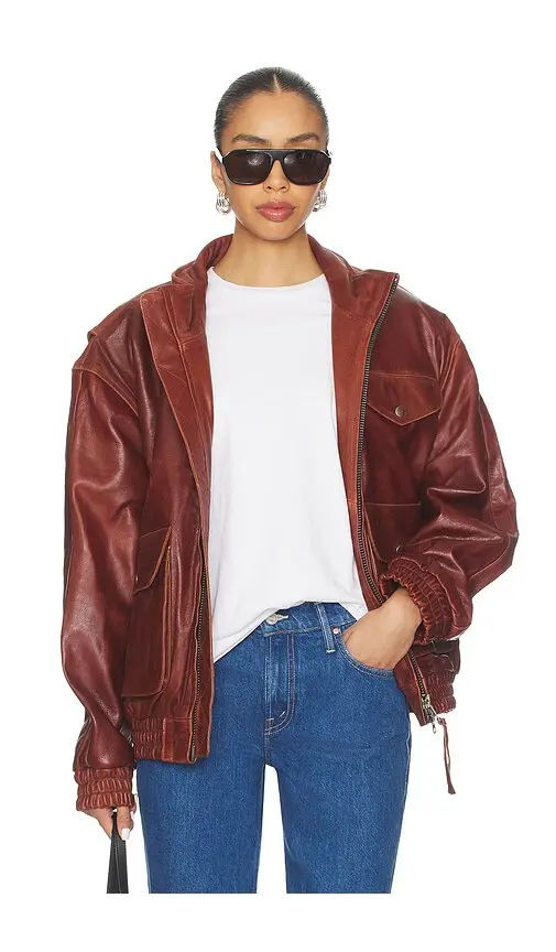 FOUND Leather Bomber Jacket
