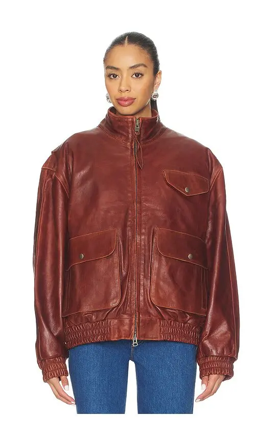 FOUND Leather Bomber Jacket