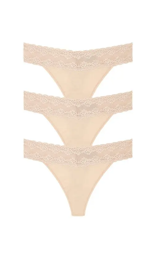 Natori Bliss Perfection One Thong 3 Packs In Beige - Cafe