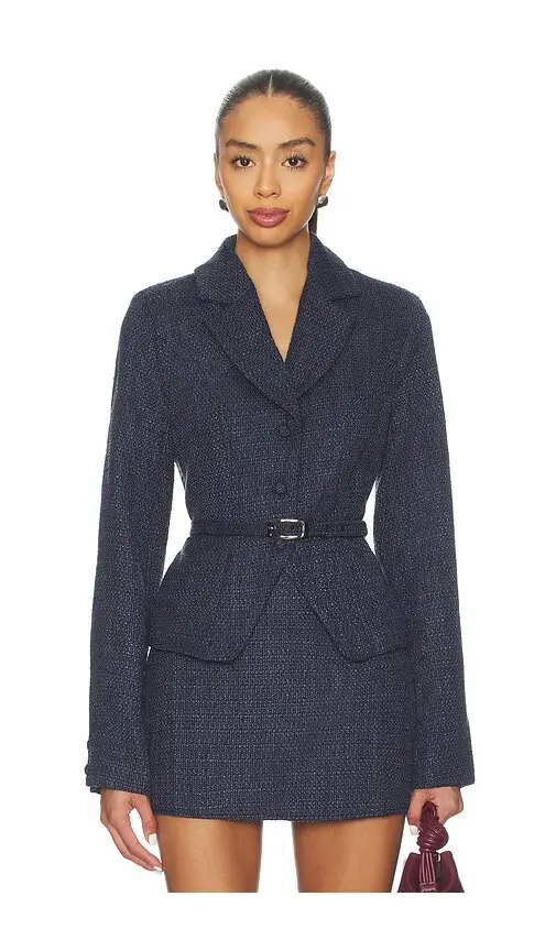MORE TO COME Fawm Belted Blazer - Navy