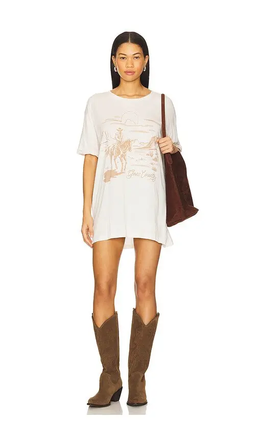 THE LAUNDRY ROOM Gone Country Oversized Tee In Cream