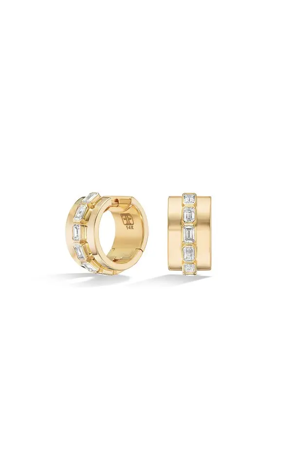 FIAMETTA 14k Yellow Diamond Hoop Earrings
