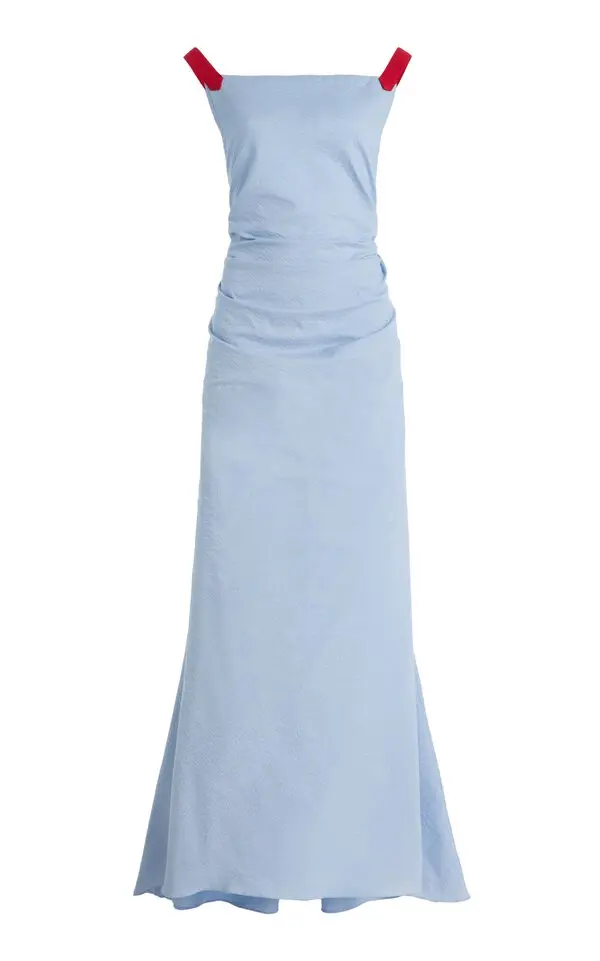 Rosie Assoulin Just A Small Gathering Linen-blend Gown - Blue