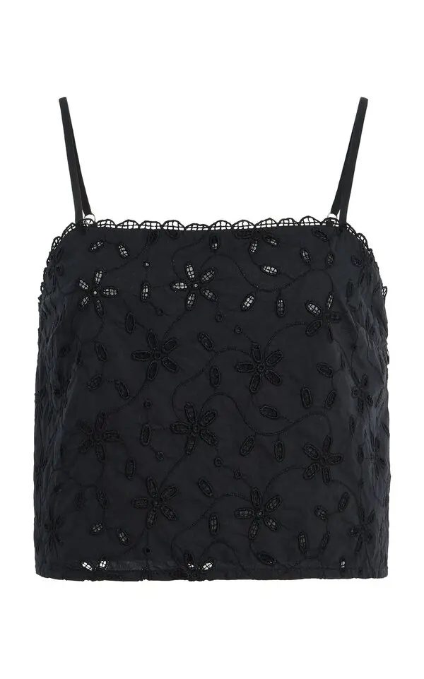 Posse Salma Eyelet Cotton Top - Black