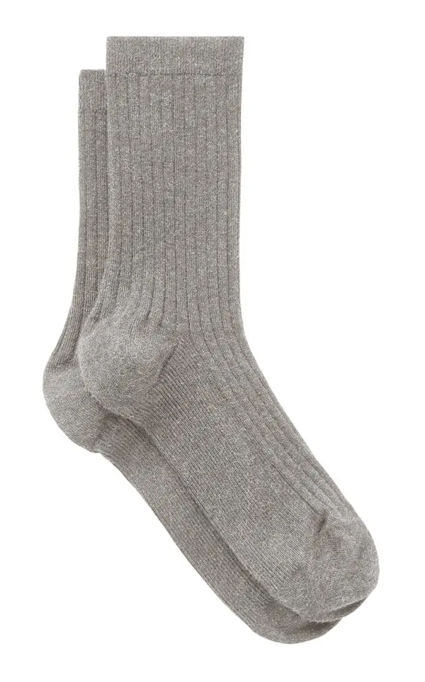TOTEME Monogram Cotton-blend Socks - Grey