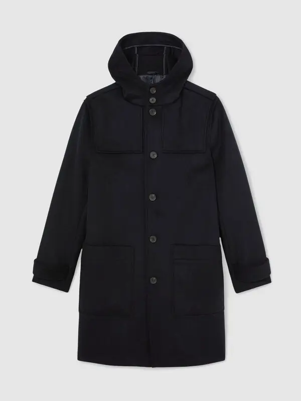 REISS Wool-blend Hooded Duffle Coat