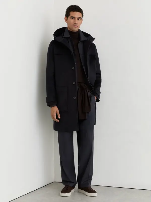 REISS Wool-blend Hooded Duffle Coat