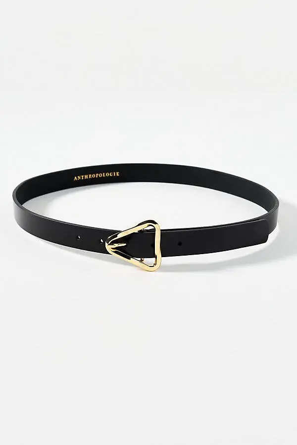 Anthropologie Triangle Buckle Leather Belt - Black