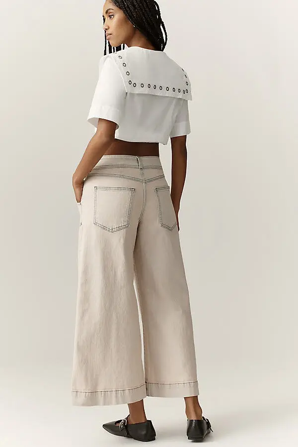 PILCRO Sienna Crop High-rise Wide-leg Jeans