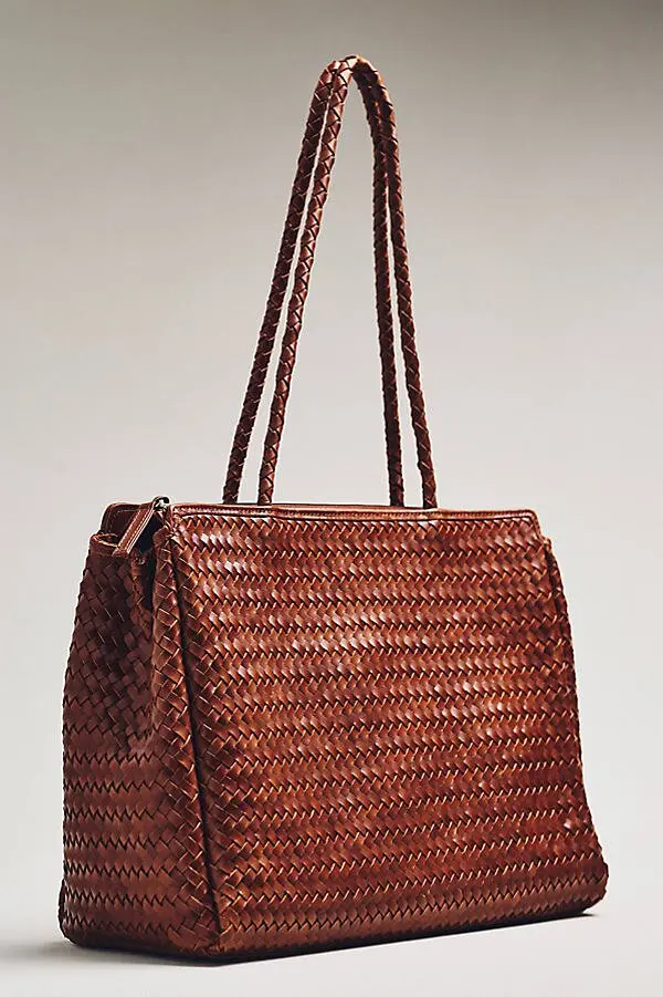 BEMBIEN Thea Woven Leather Tote Bag - Brown