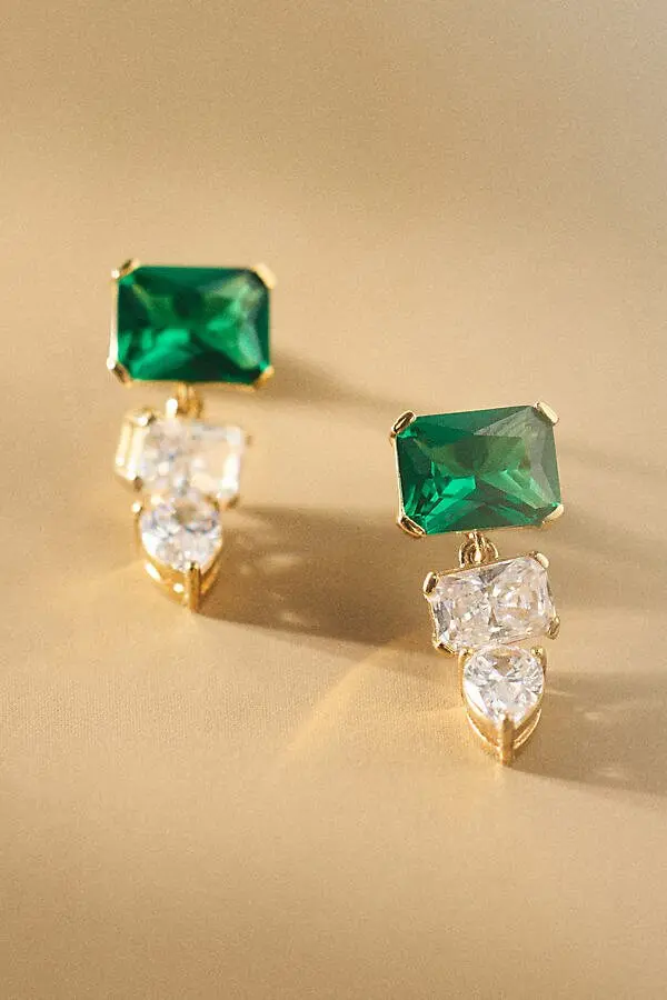 Nadri Drop Earrings - Emerald