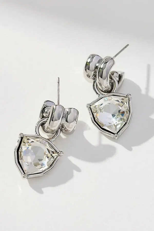 Anthropologie Double Twist Crystal Earrings - Silver