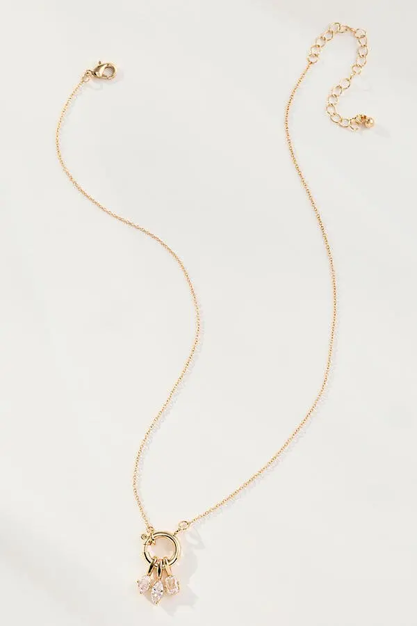 Anthropologie Crystal Charm Necklace - Gold