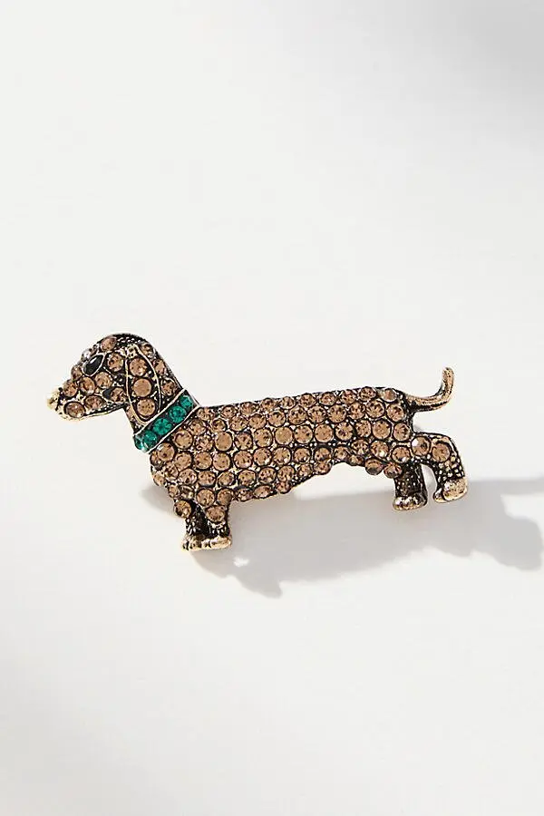 Anthropologie Pearled Pup Pin - Dachschund