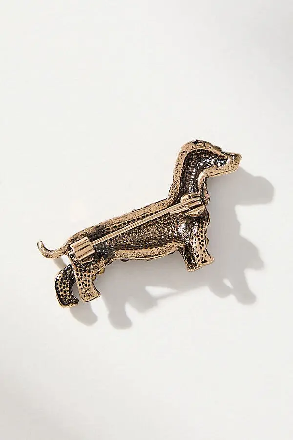 Anthropologie Pearled Pup Pin - Dachschund