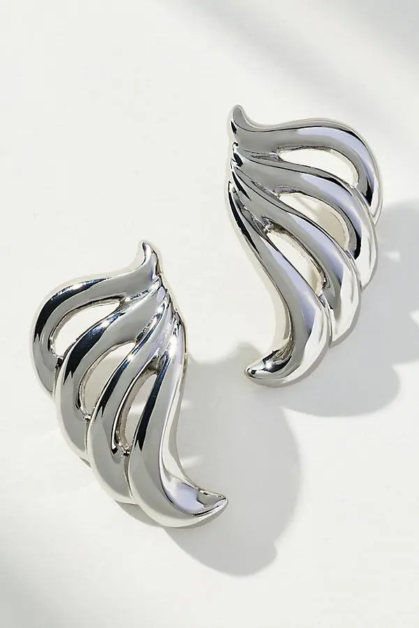 Anthropologie Layered Curve Earrings - Silver