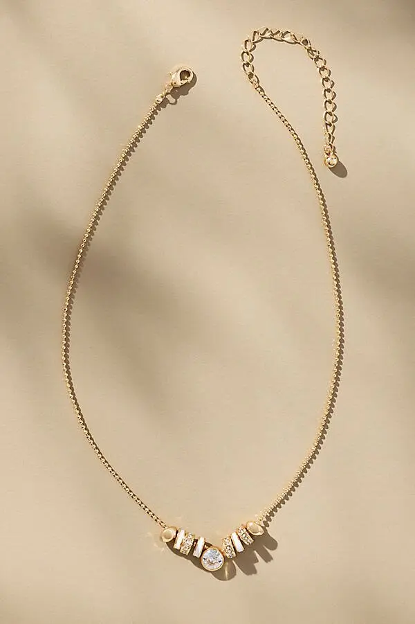 Anthropologie Crystal Donut Necklace - Gold