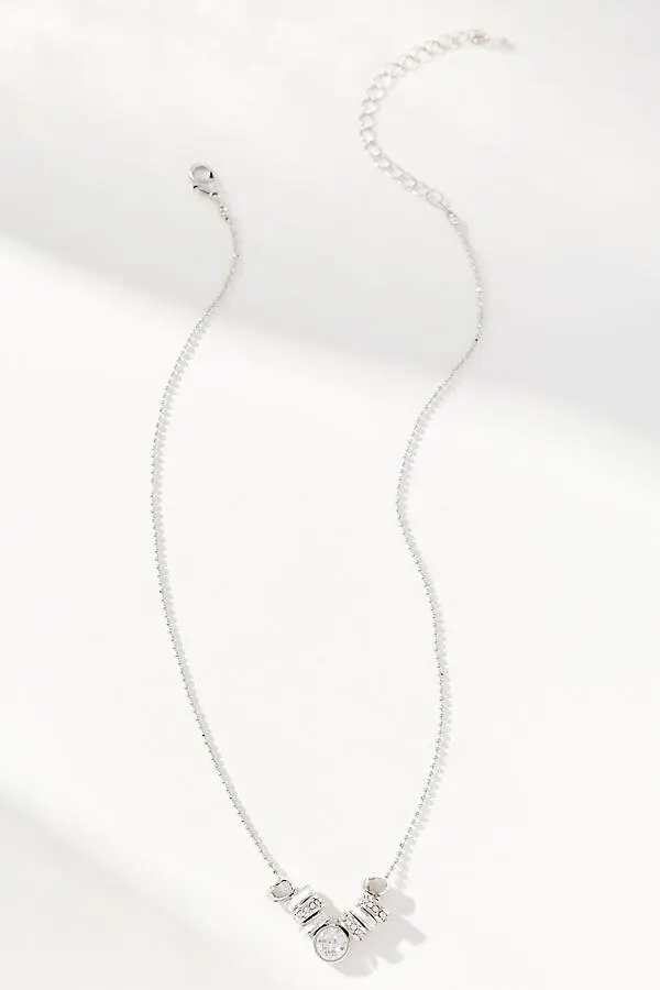 Anthropologie Crystal Donut Necklace - Silver