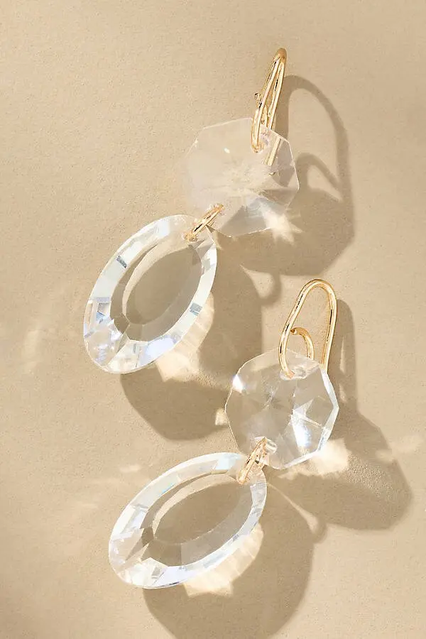Anthropologie Crystal Drop Earrings - Clear