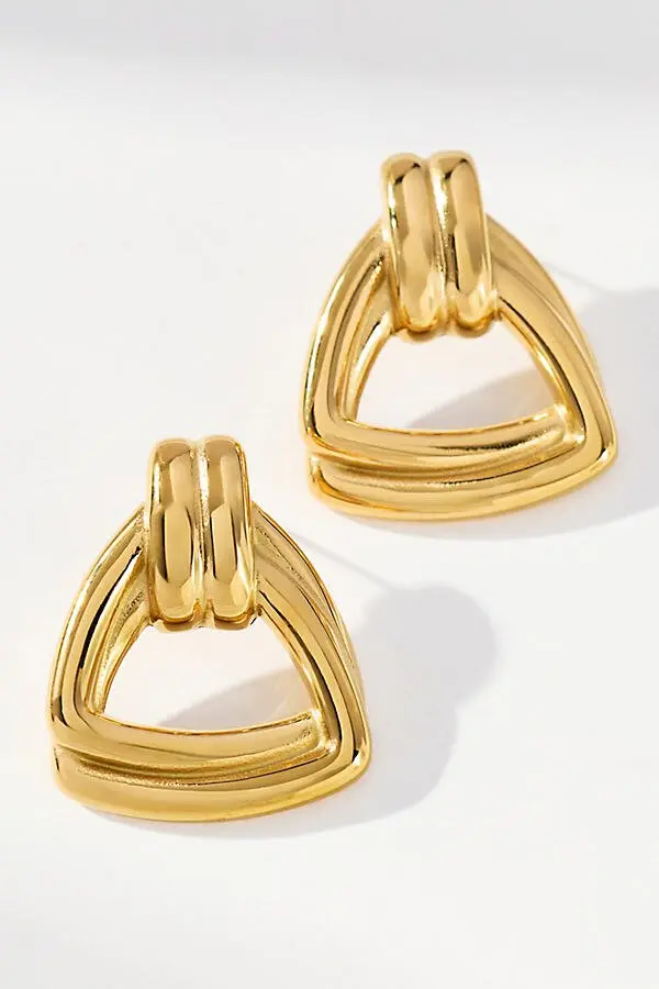 Anthropologie Large Triangle Post Earrings - Gold