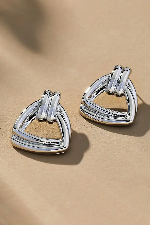 Anthropologie Large Triangle Post Earrings - Silver